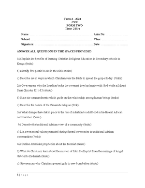 Grade 8 Rationalised CRE Schemes OF WORK TERM 3 Smart Minds 2024 ...