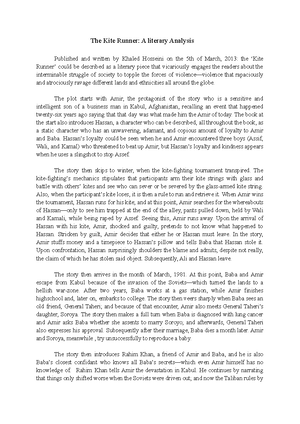 The Kite Runner A literary Analysis - Literary Criticism - La Salle ...