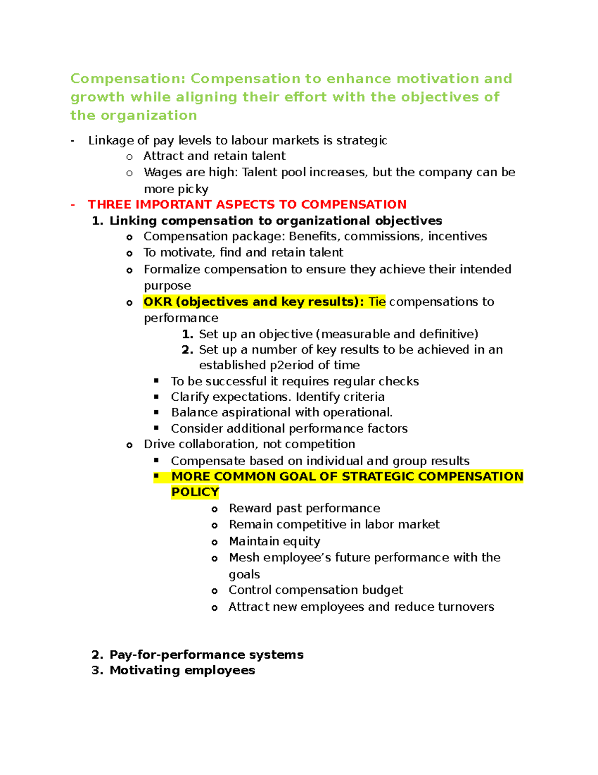 Compensation reading - Video summary - Compensation: Compensation to ...