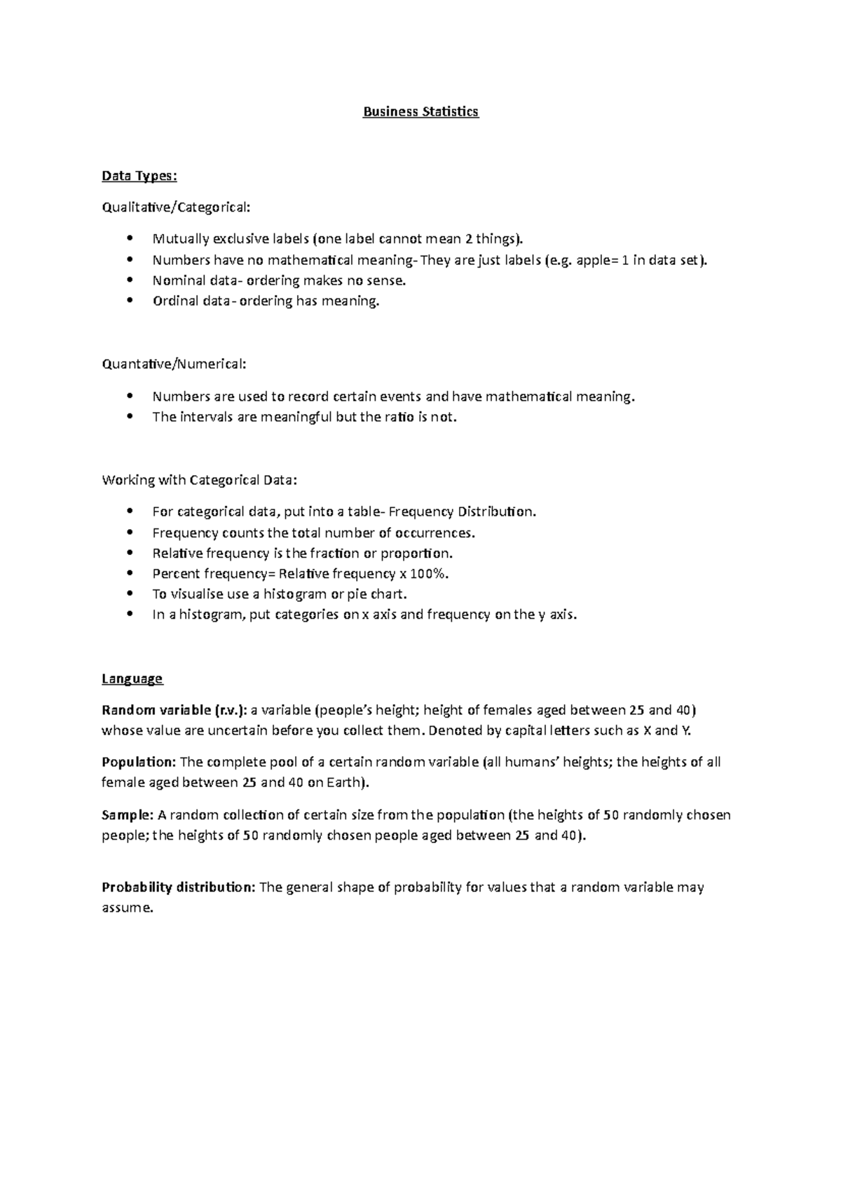 Business Statistics - BUS STATS ASSignment at course for 106 - ACCT ...