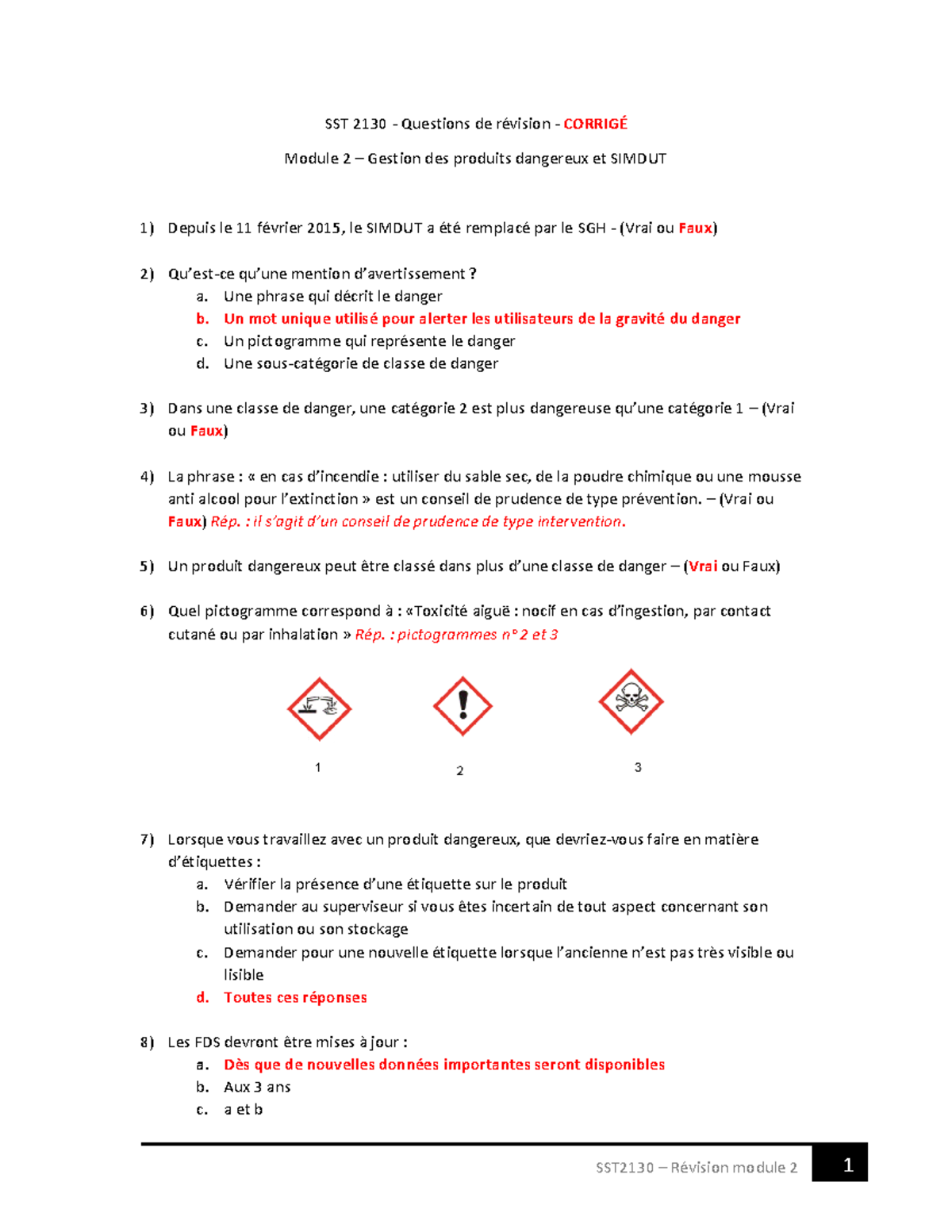 SST 2130 questions révision module 2 corrigé - SST2130 – Révision ...