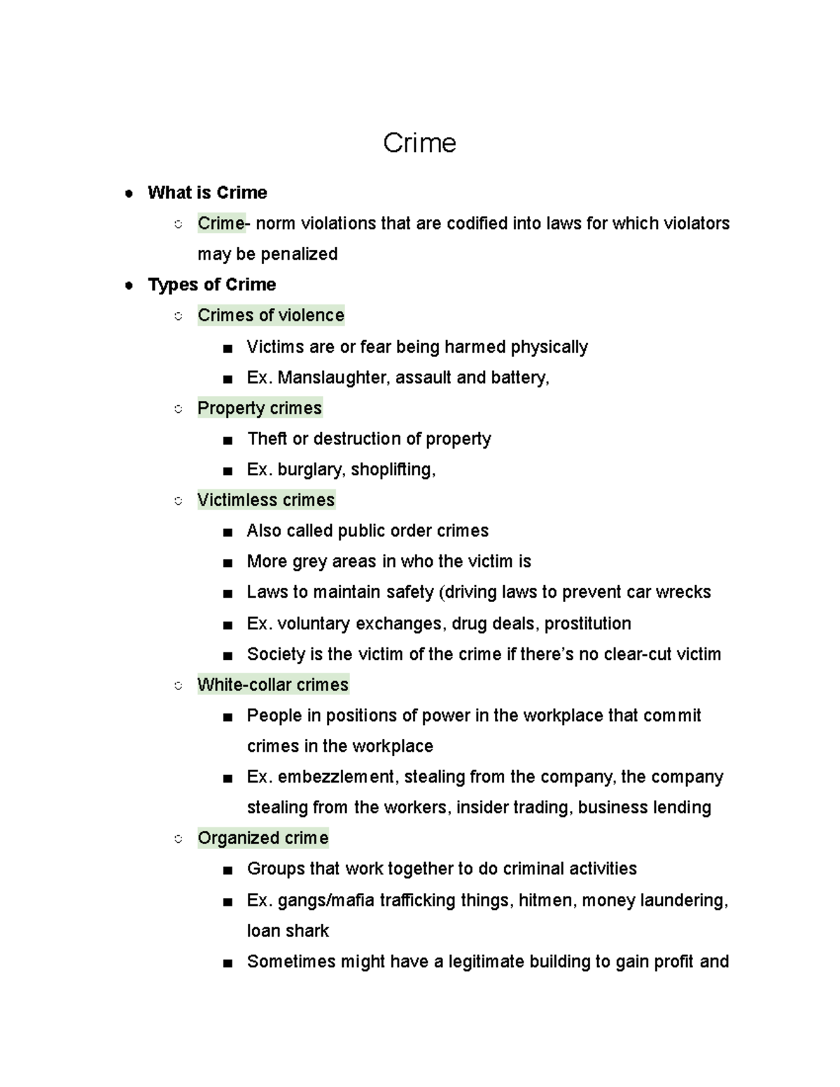 Crime - This is covered on the first exam. - Crime What is Crime Crime ...
