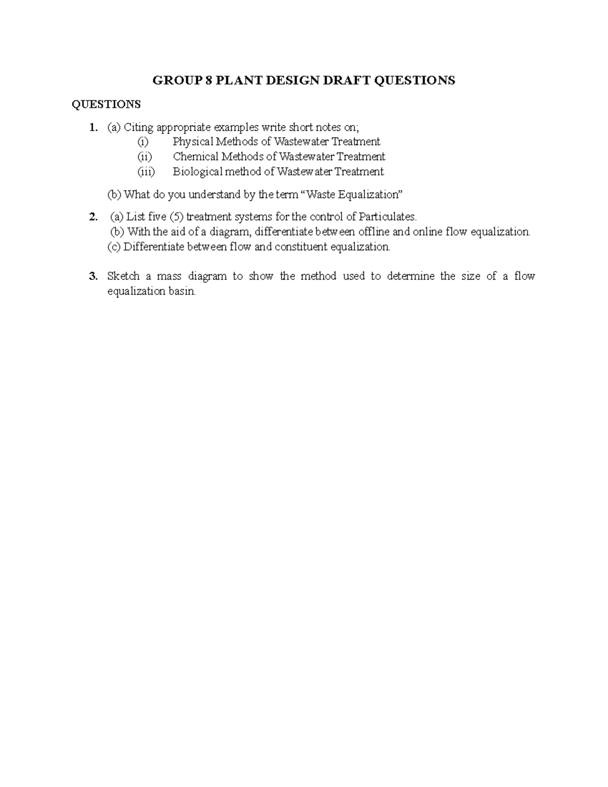Group 8 Plant Design Draft Questions - GROUP 8 PLANT DESIGN DRAFT ...