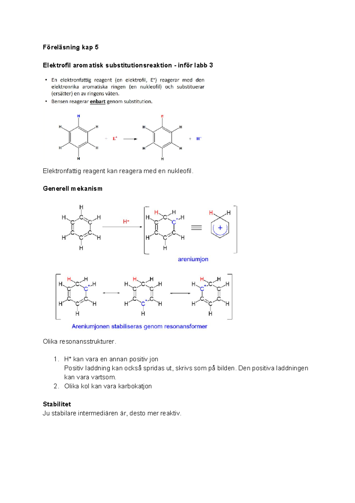 Aromatiska ringar, reaktioner med bensenringar. Elektrofil aromatisk ...