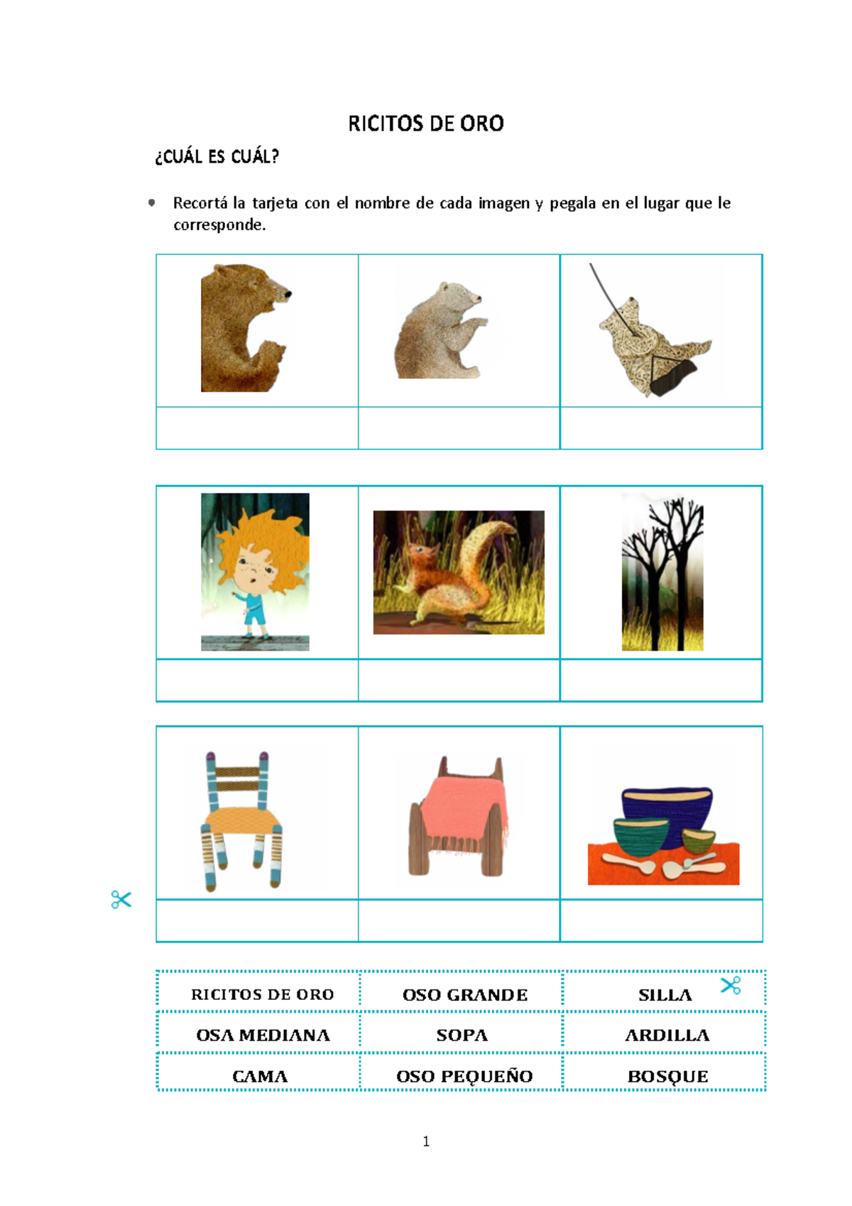 Ricitos DE ORO Alfabetizadores Anexo - RICITOS DE ORO ¿CUÁL ES CUÁL ...