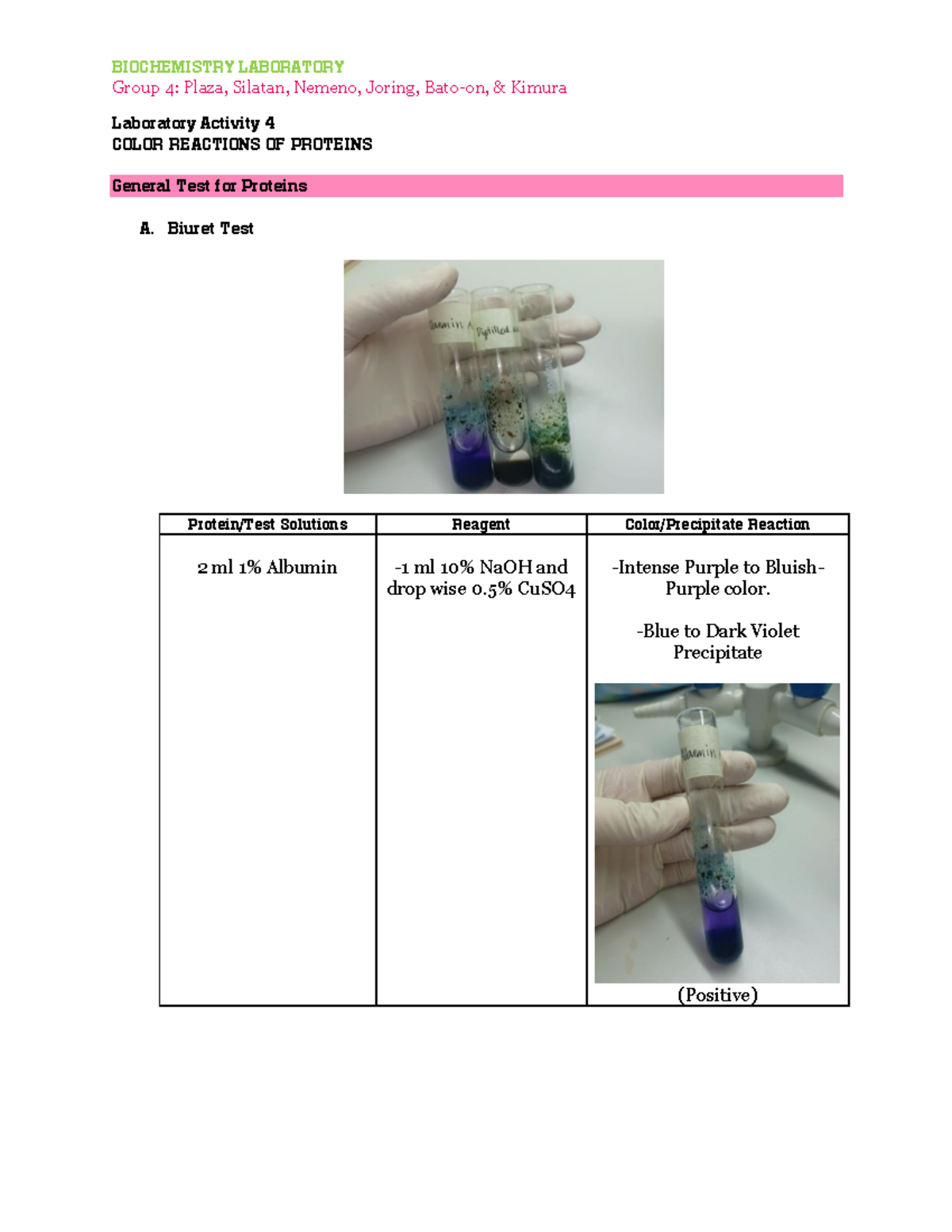 G4-Laboratory Activity 4.1 Biochem - Group 4: Plaza, Silatan, Nemeno ...