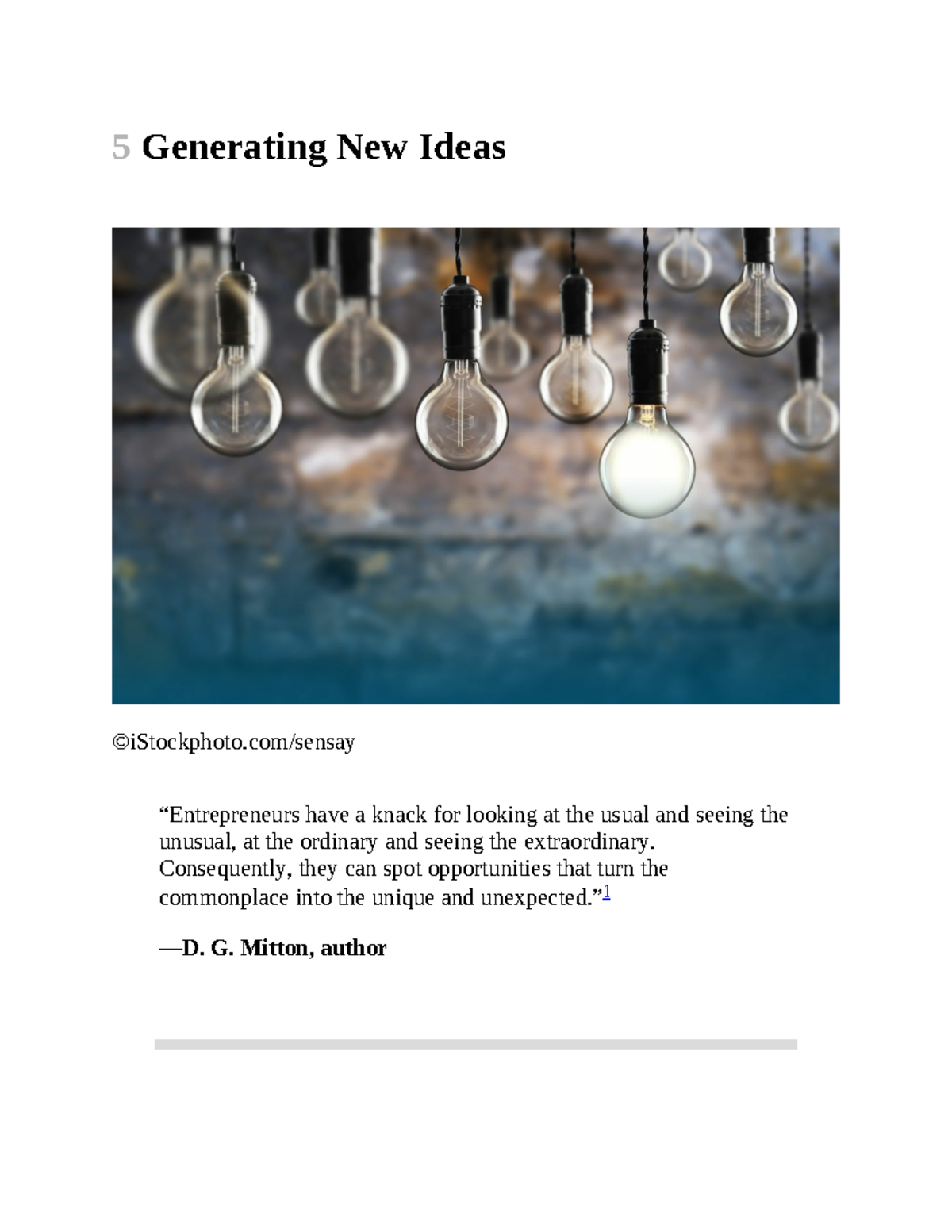 Chapter 5 - Generating New Ideas - 5 Generating New Ideas ©iStockphoto ...