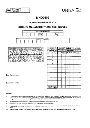 MNO2602 Assignment 3 (Semester 2) - MNO Quality Management and ...