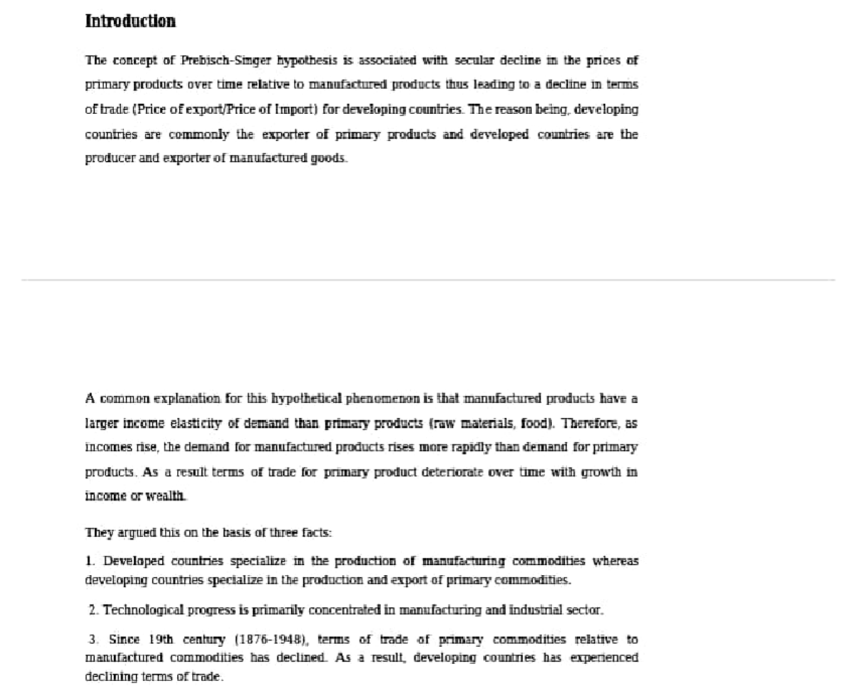Prebisch Singer Hypothesis - Introduction The concept of Prebisch ...