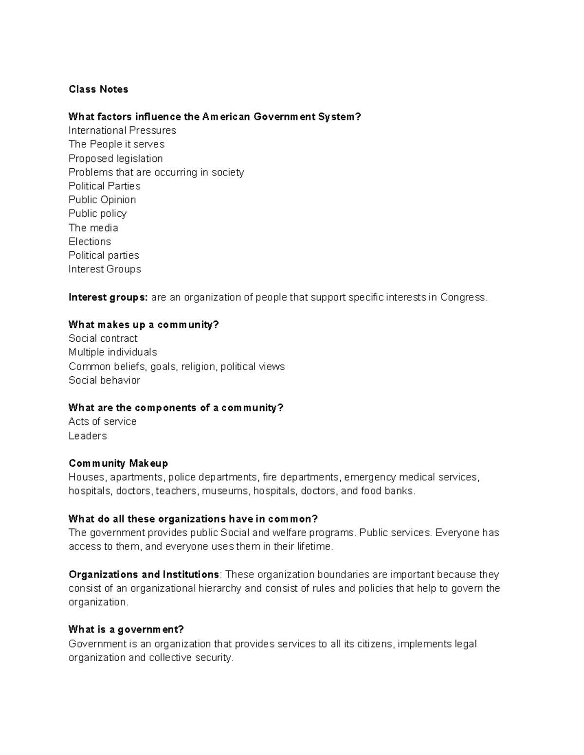 Public Opinion and Interest Groups Chp. 6 and 10 - Class Notes What ...