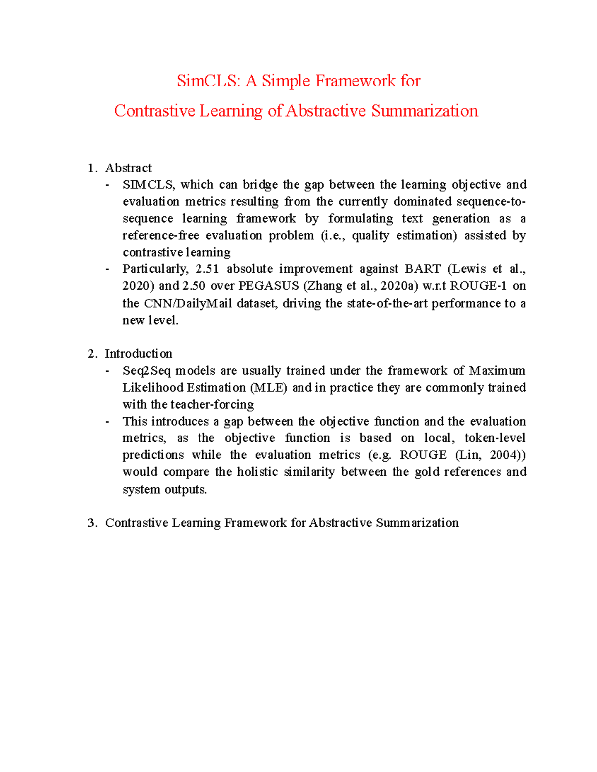 Sim CLS - nothing - SimCLS: A Simple Framework for Contrastive Learning of Abstractive ...