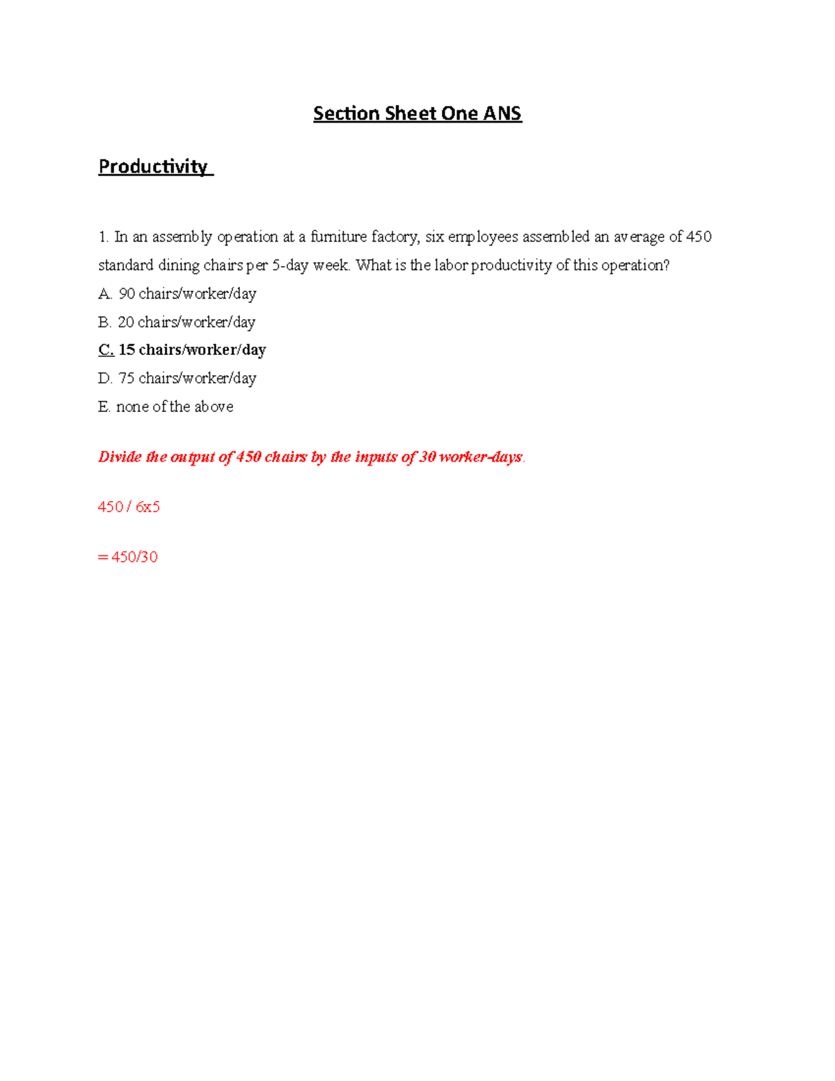 Section Sheet One ANS - Section Sheet One ANS Productivity In an ...