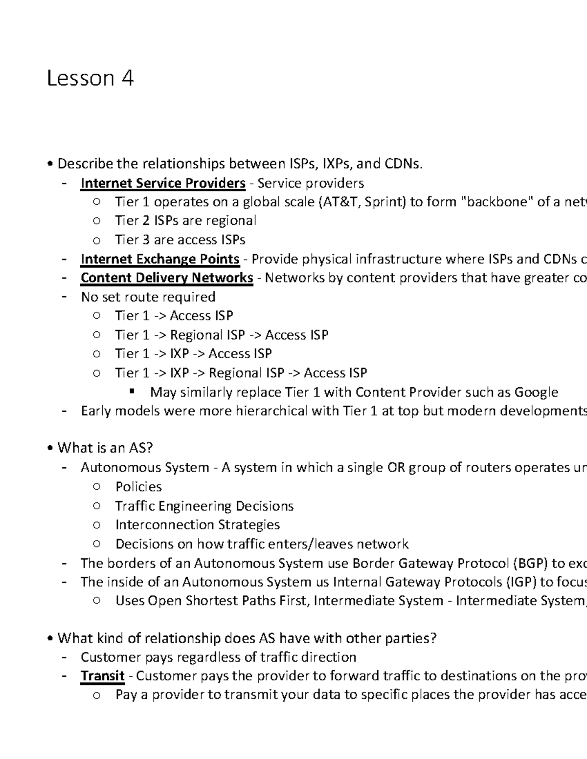 Lesson 4 - Notes from lecture videos - Describe the relationships ...