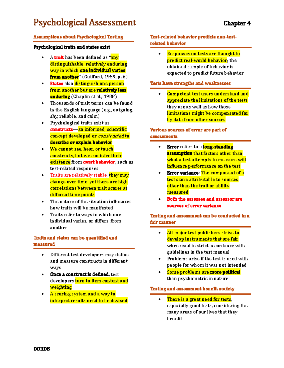 Module 4 - Assumptions about Psychological Testing Reviewer ...