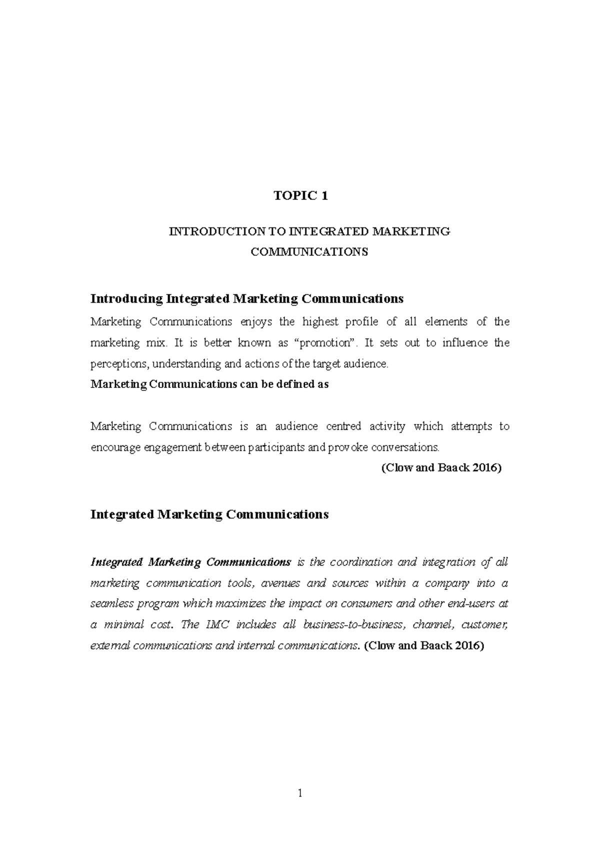 Introduction to IMC - Integrated Marketing Communications - TOPIC 1 ...