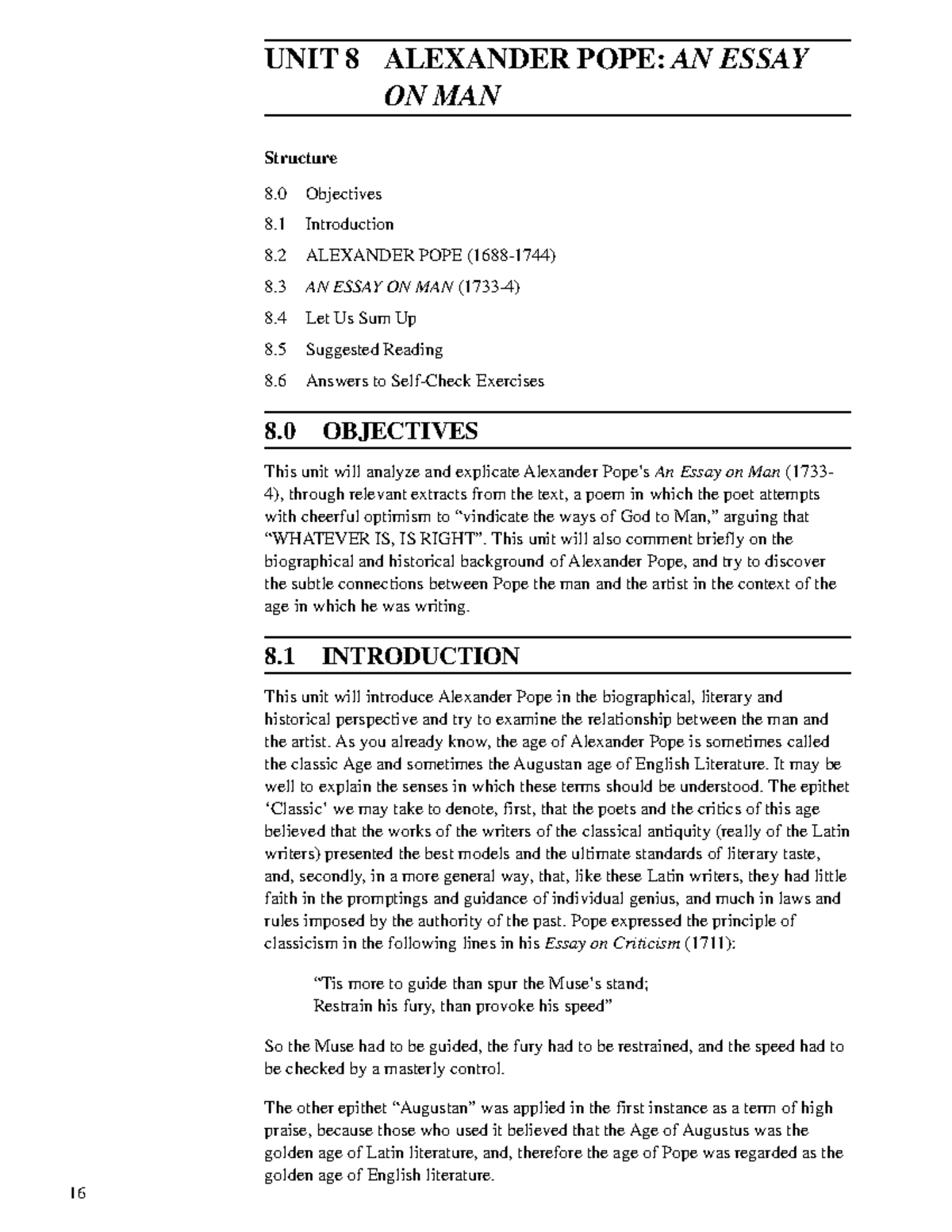 Unit-8 - The Long Eighteenth Century UNIT 8 ALEXANDER POPE: AN ESSAY ON ...