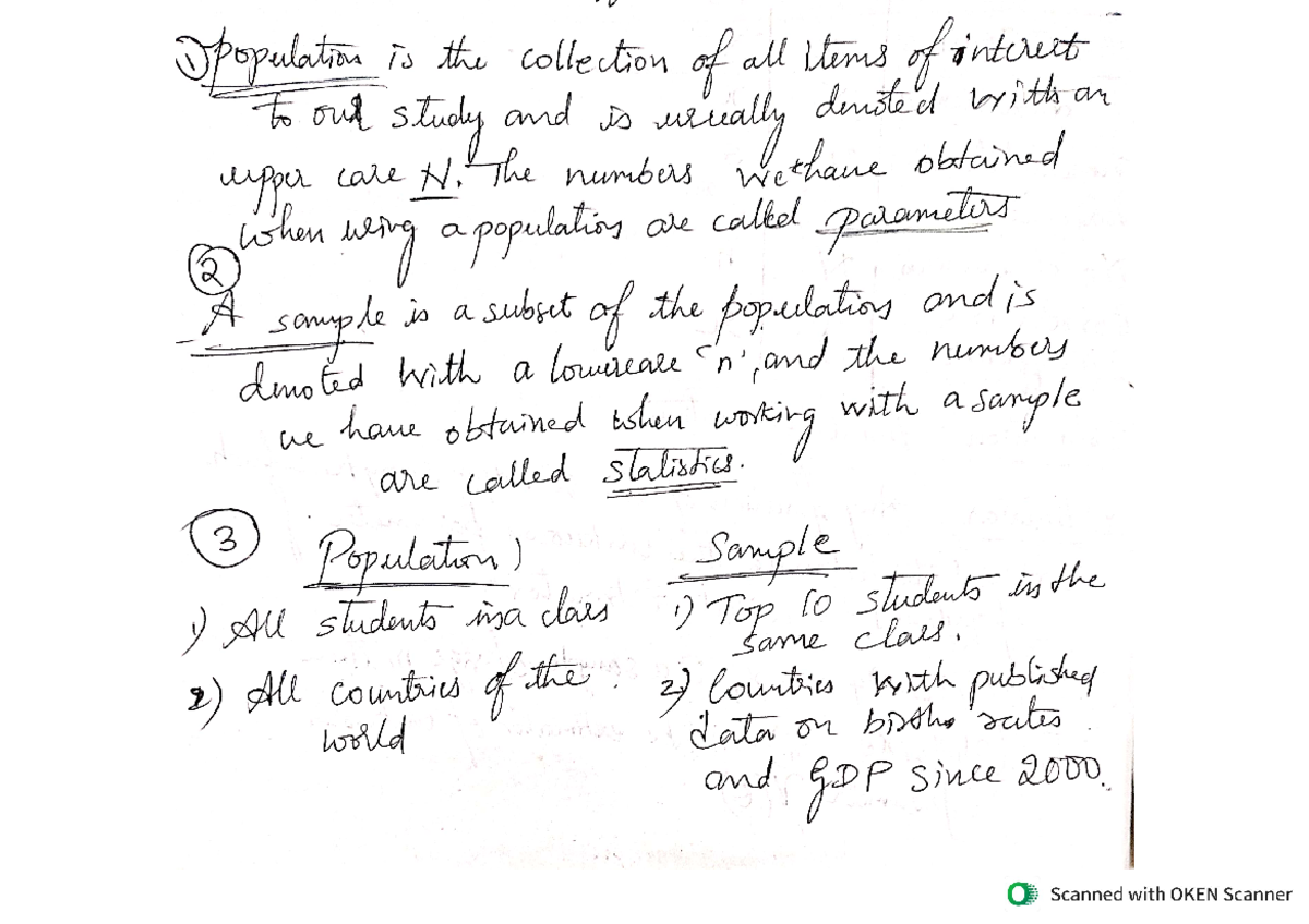 Dm unit1 (ot2) - dm notes - population is the collection of all items ...