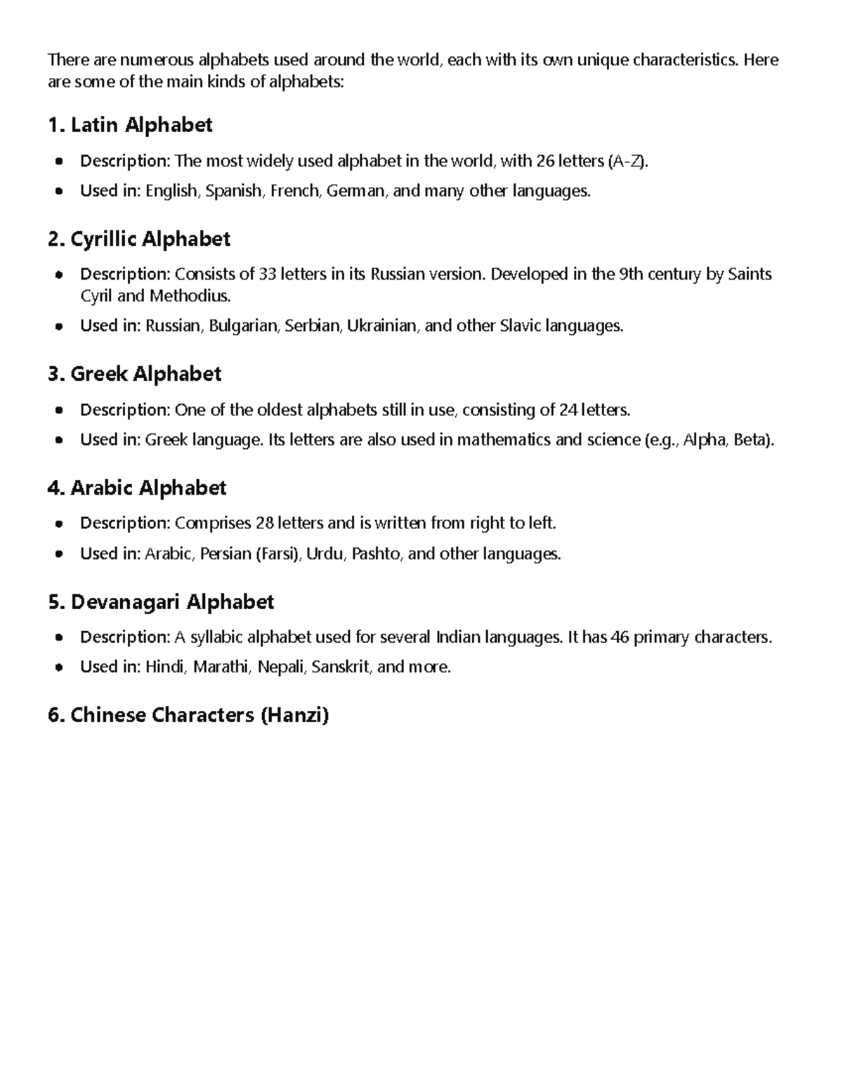 Lkl - eng - There are numerous alphabets used around the world, each ...