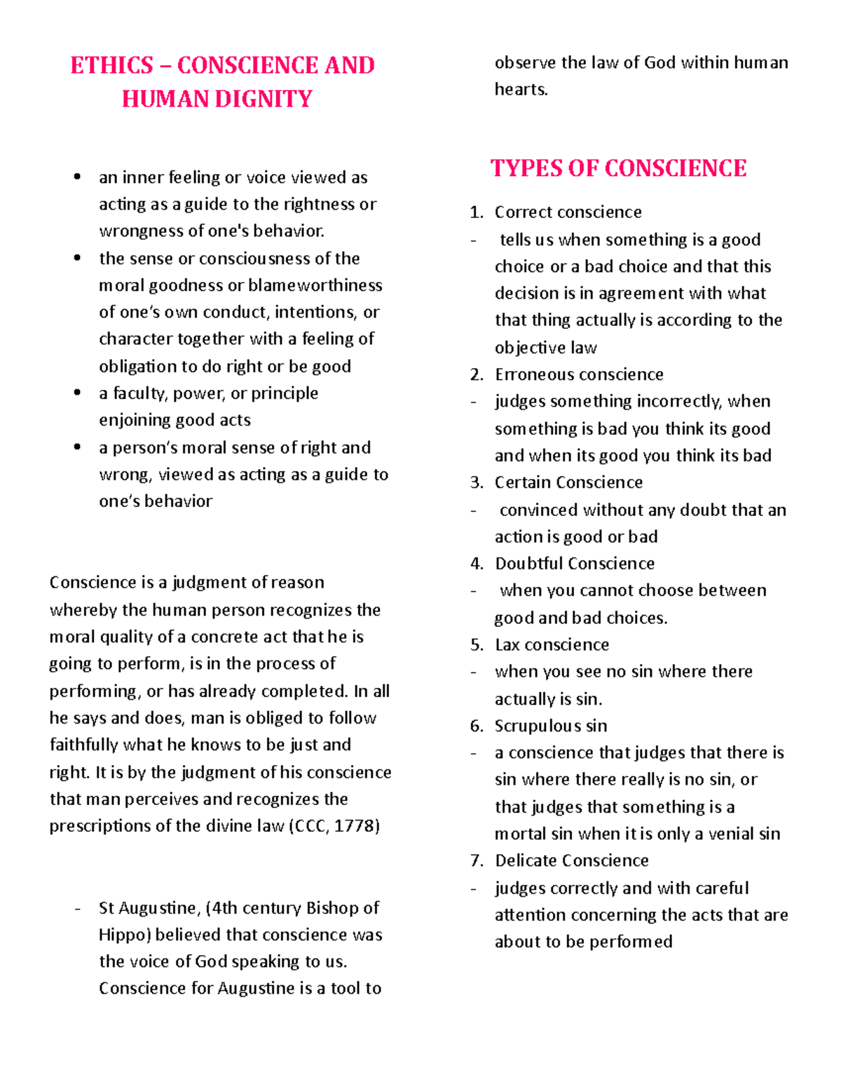 Ethics-1 - aaaa - ETHICS – CONSCIENCE AND HUMAN DIGNITY an inner ...