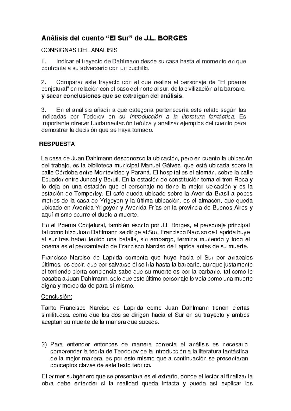 Análisis de El sur - Análisis del cuento “El Sur” de J. BORGES ...