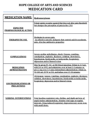 Medication Card Template (2)Theophylline - HOPE COLLEGE OF ARTS AND ...