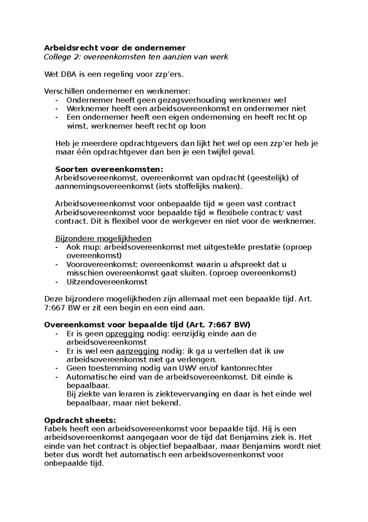 Arbeidsrecht Voor De Ondernemer Les 2 Arbeidsrecht Voor De Ondernemer
