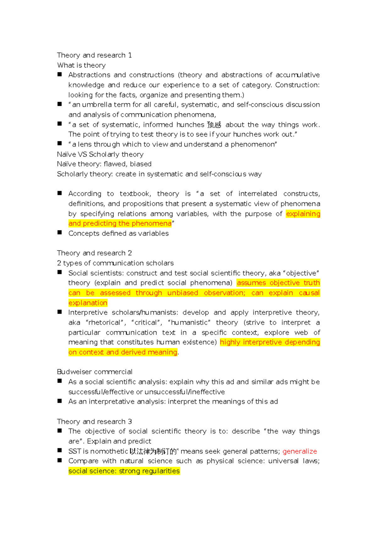 M1 Theory and research - Theory and research 1 What is theory ...