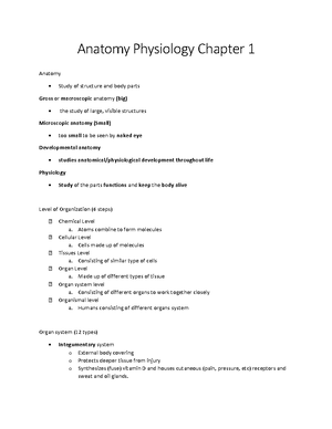 A&P lab Chapter 1-3 notes - Lab 1- Body Organization and Terminology ...