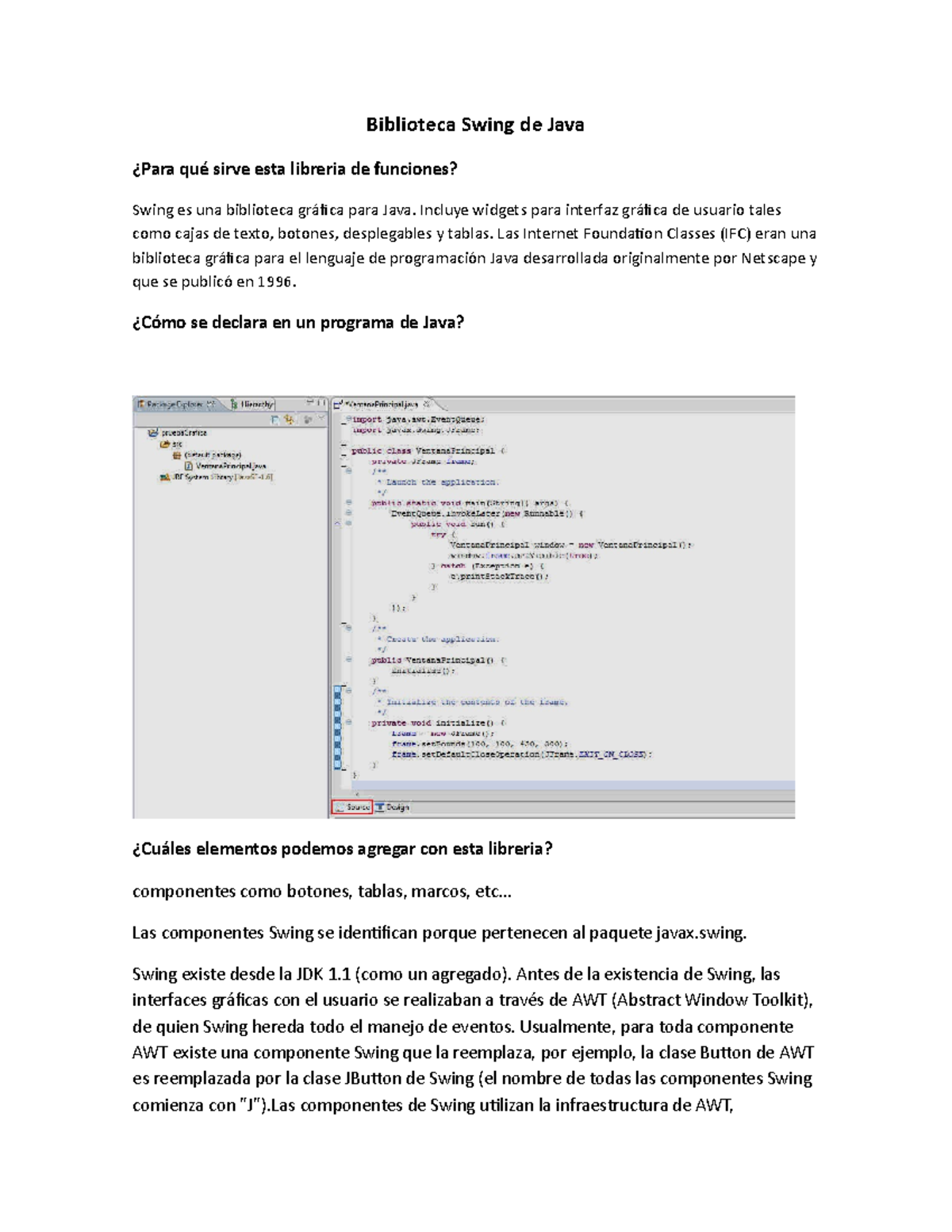 APM 2 3 - Apuntes - Biblioteca Swing de Java ¿Para qué sirve esta ...