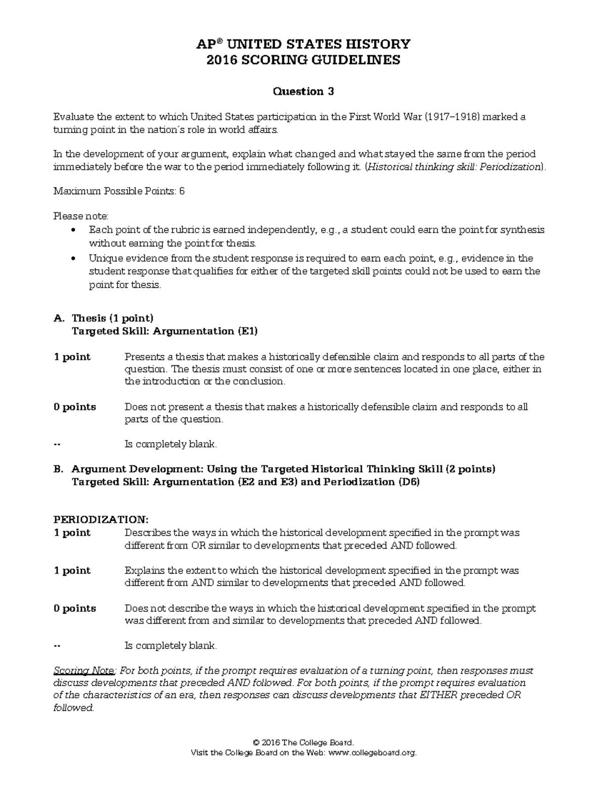 Ap World History LEQ 3: the great depression - AP® UNITED STATES ...