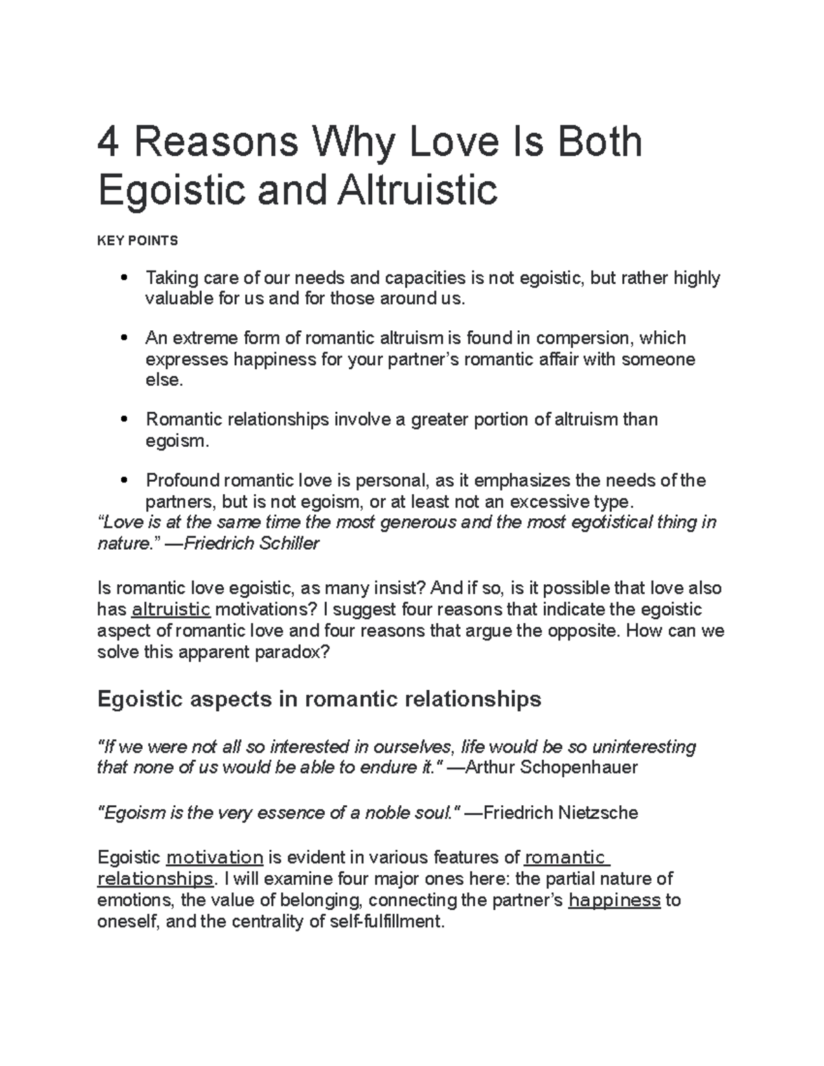 4 Reasons Why Love Is Both Egoistic and Altruistic - An extreme form of ...