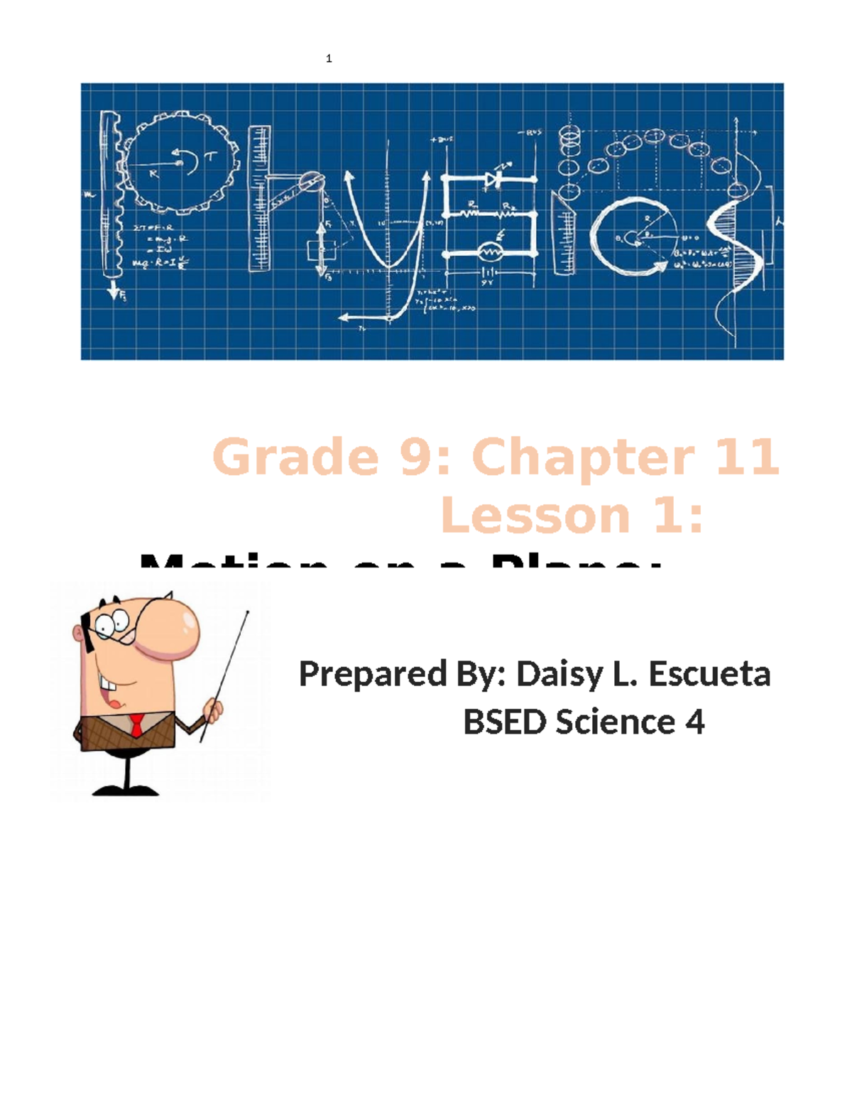 Projectile-Motion-Lesson-Plan Daisy Escueta - Grade 9: Chapter 11 ...