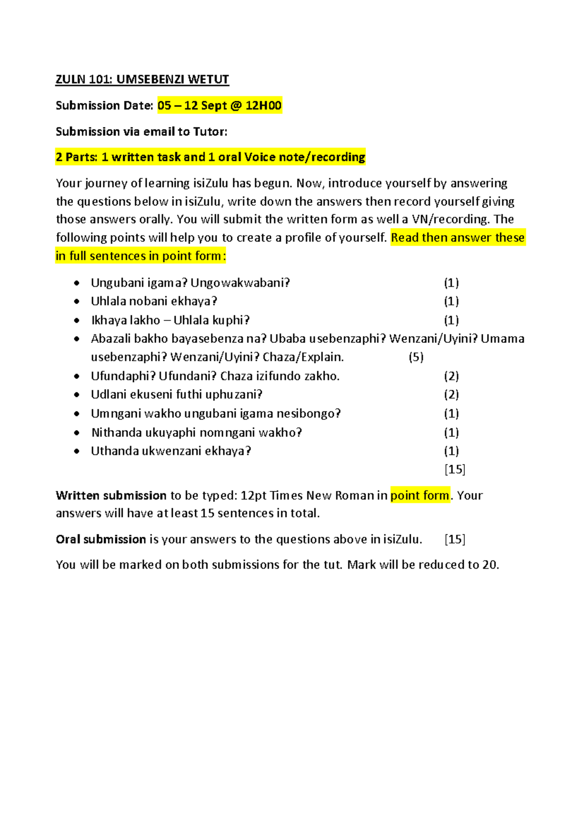 2023 ZULN 101 Tutorial SEM 2 TASK 1 Submission 230906 232301 - ZULN 101 ...
