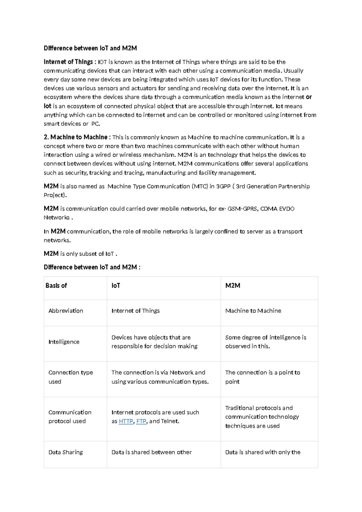 Iot Unit 2 Iot Unit 2 Notes Difference Between Iot And M2m Internet Of Things Iot Is