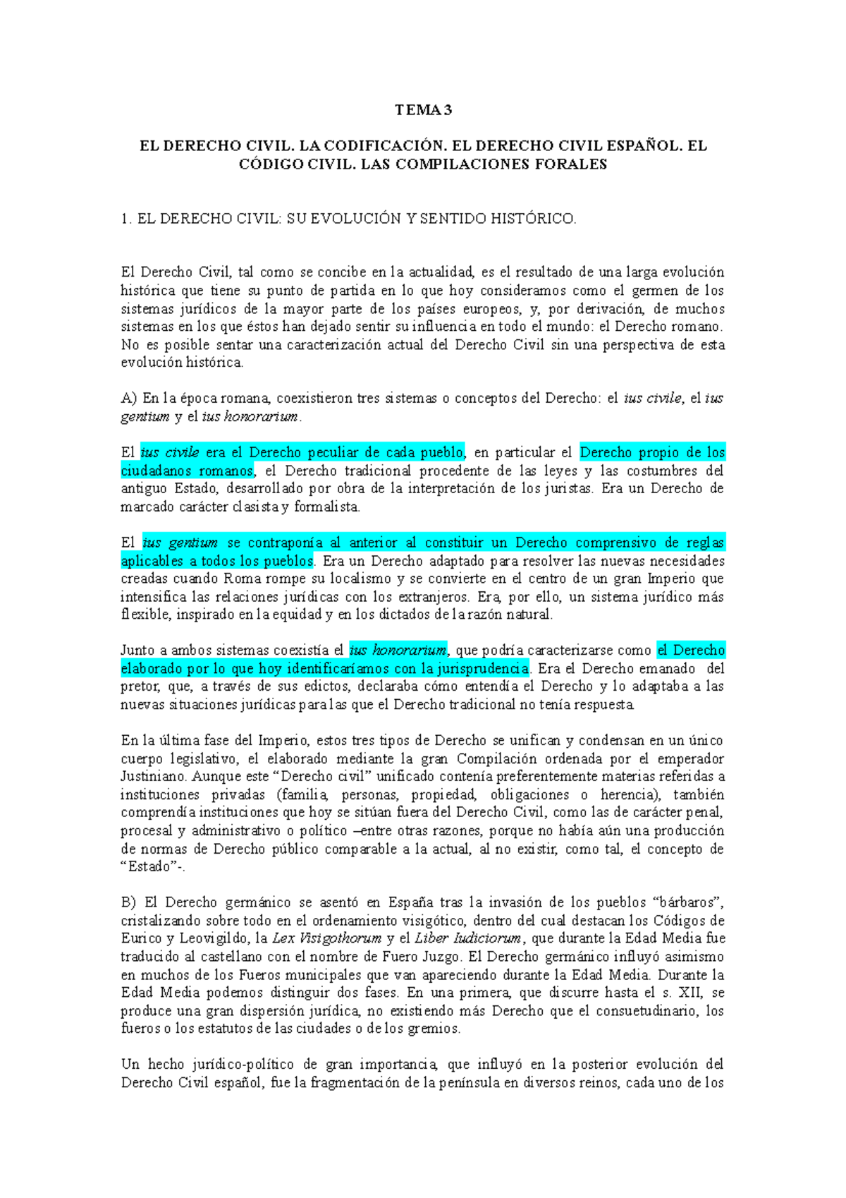 TEMA 3 EL Derecho Civil. LA Codificación. EL Derecho Civil Español. EL ...