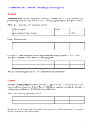 Tutorial 2 questions - Students must: Before going to Tutorial 2 What ...