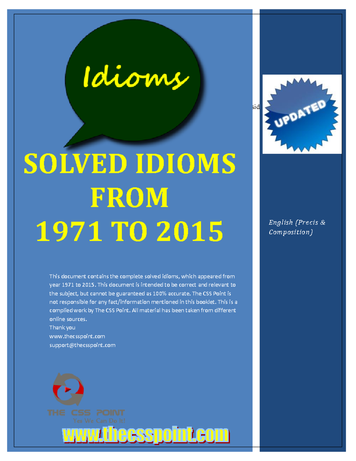 Solved Idioms from 1971 to 2015 - Updated - 1971 1- Carry out ...
