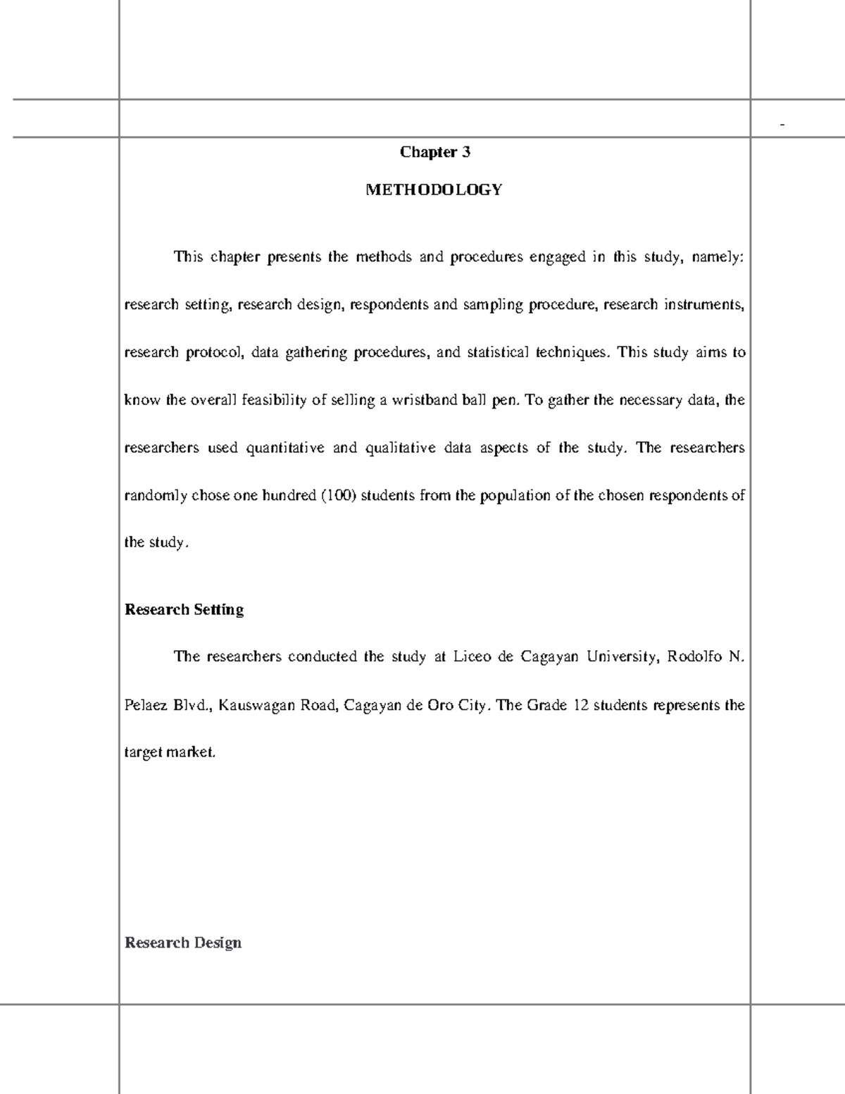 Case study Lecture Notes 2 - Chapter 3 METHODOLOGY This chapter ...