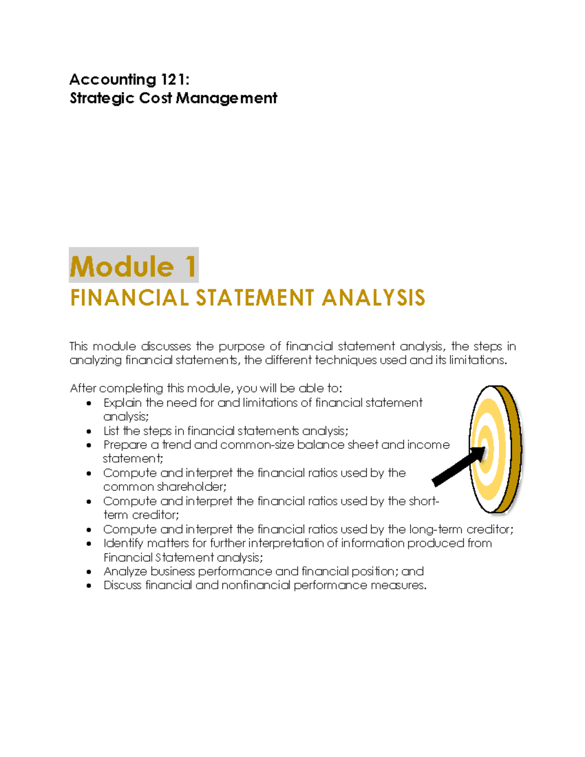 ACT121-Module-1 - Module - Warning: TT: undefined function: 32 Accounting 121 : Strategic Cost ...