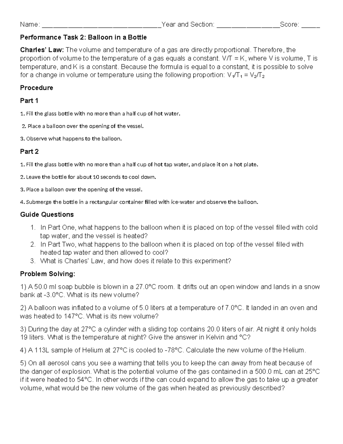 Charles-law - science - Name: ________________________________Year and ...