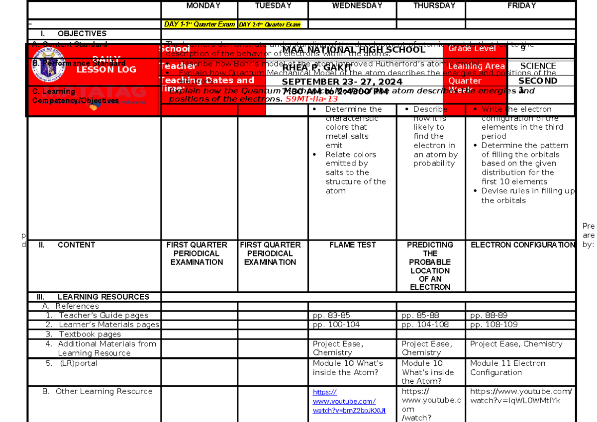 2nd QTR MOD. 1 DLL 2024 - Made for teachers in Science 8 - Pre p are d ...
