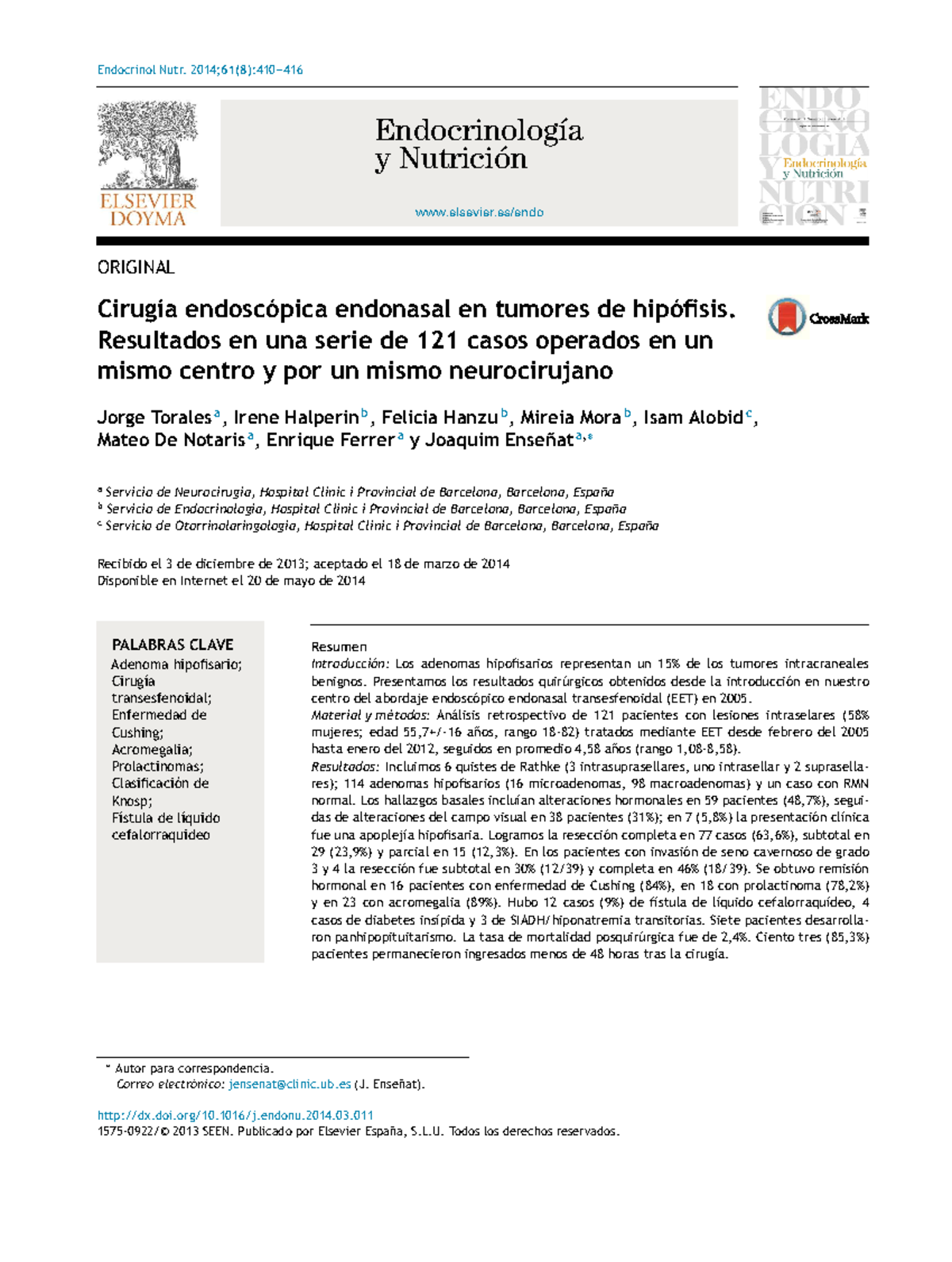 S1575092214001314 - Endocrinol Nutr. 2014;61(8):410- Endocrinología y ...