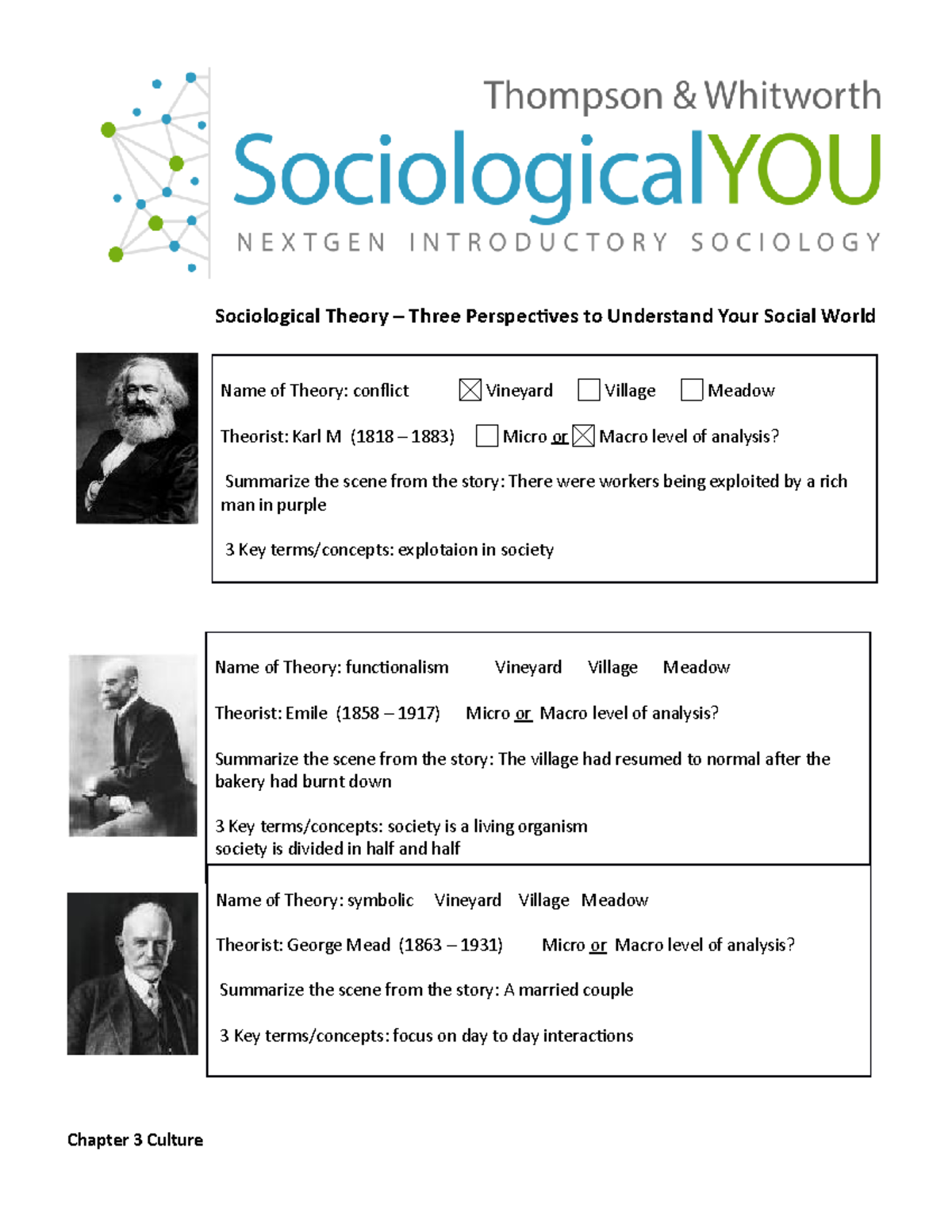 Theory and Culture Notes - Sociological Theory – Three Perspectives to ...