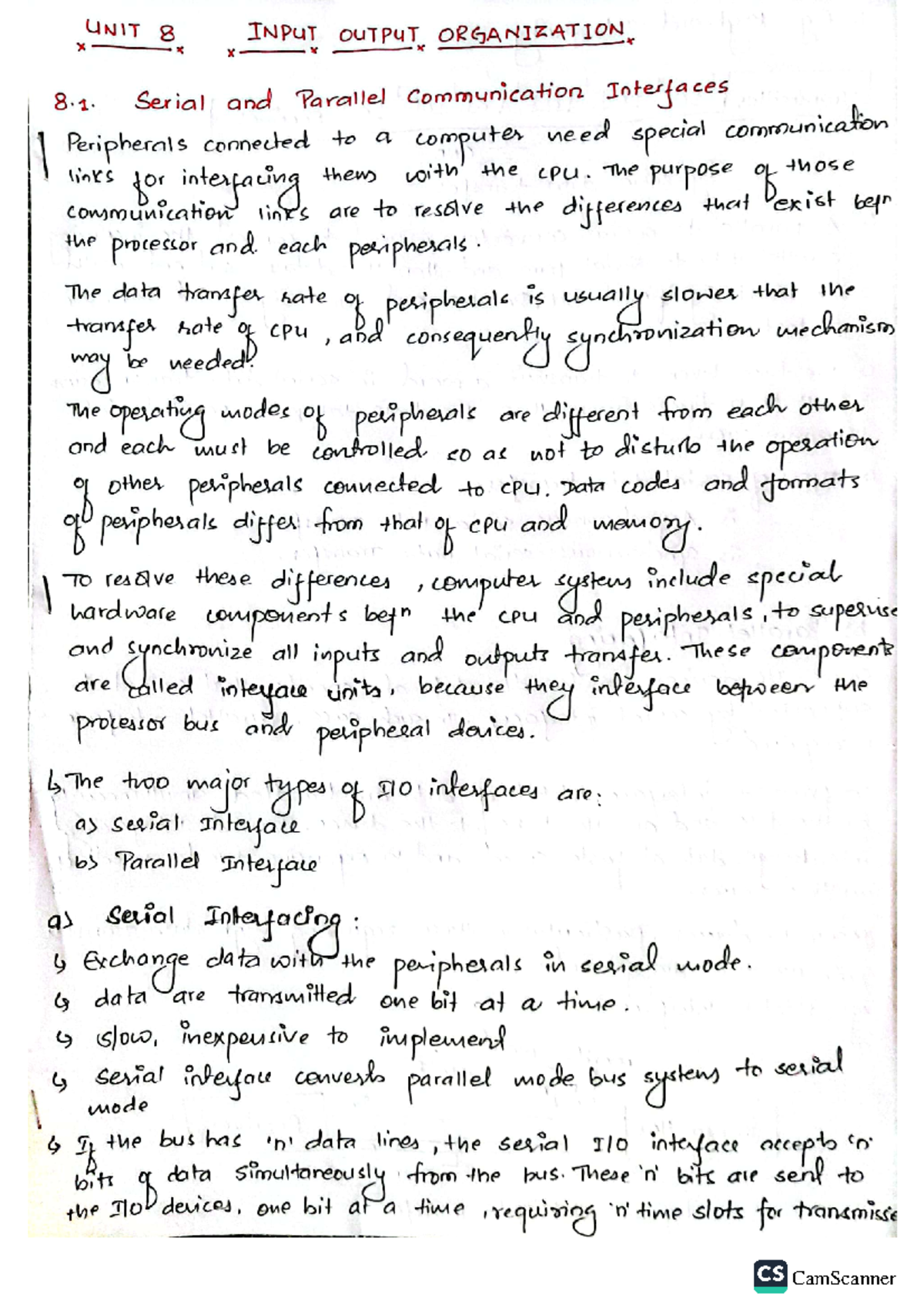 Unit 8 Input Output Organization Unit 8 Input Output Organization X 8 Serial And Parallel 9400