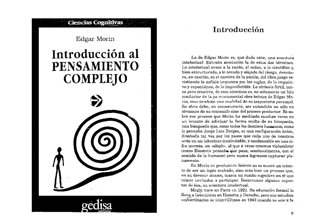 Morin Edgar - Introduccion al pensamiento complejo - Psicología Social - Studocu