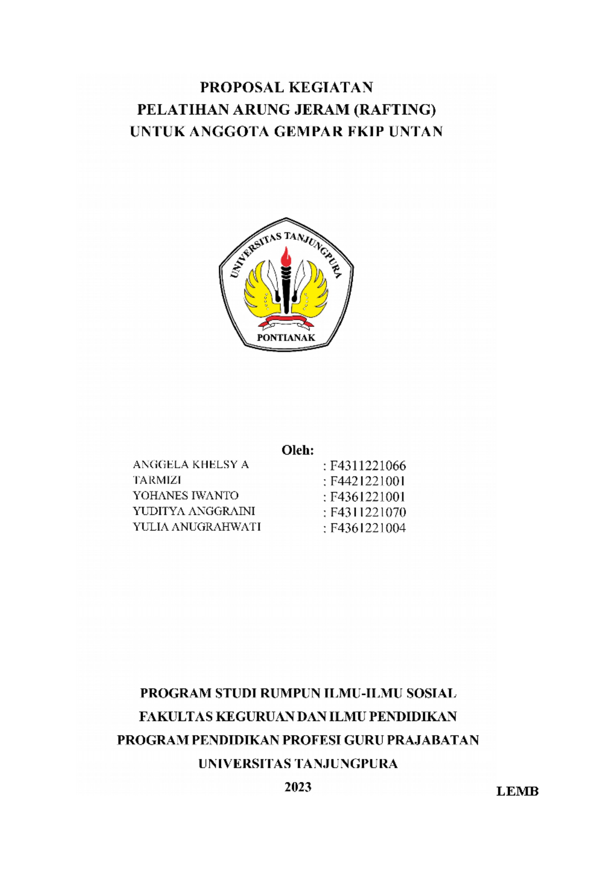 Proposal Proyek Kepemimpinan Arung Jeram - LEMB PROPOSAL PELATIHAN ARUNG JERAM BAGI ANGGOTA ...