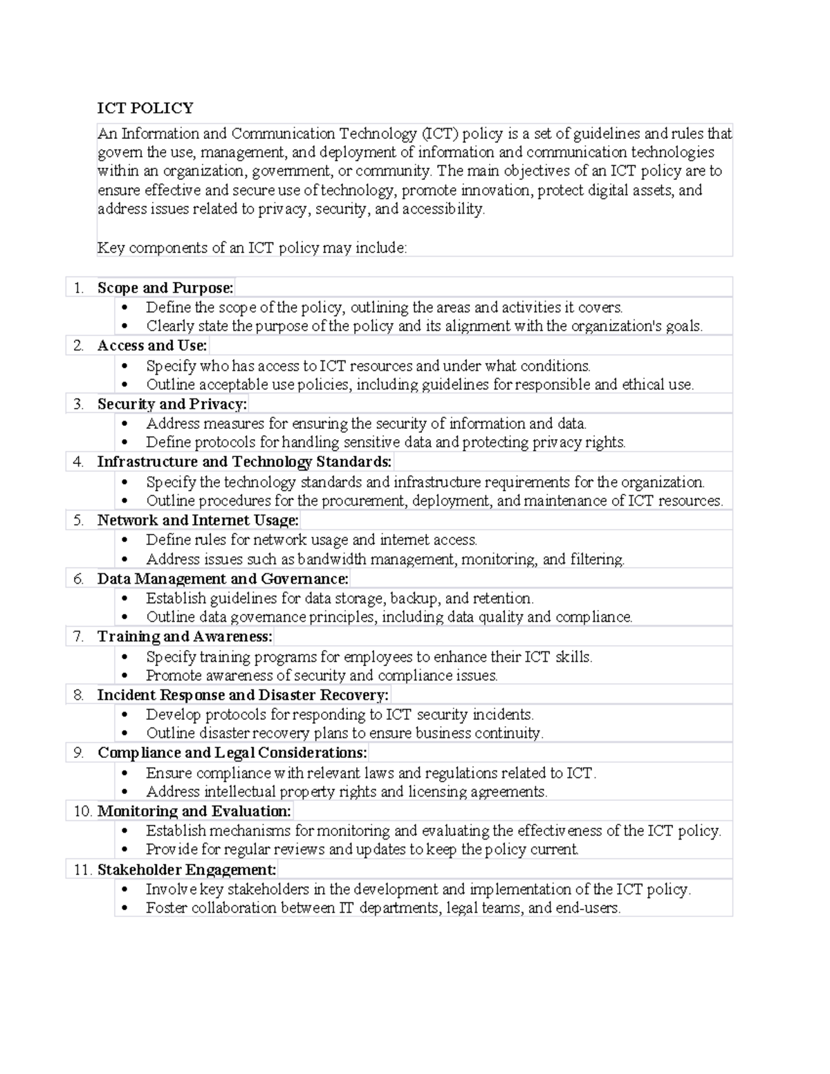 ICT Policy Notes - ICT POLICY An Information and Communication ...