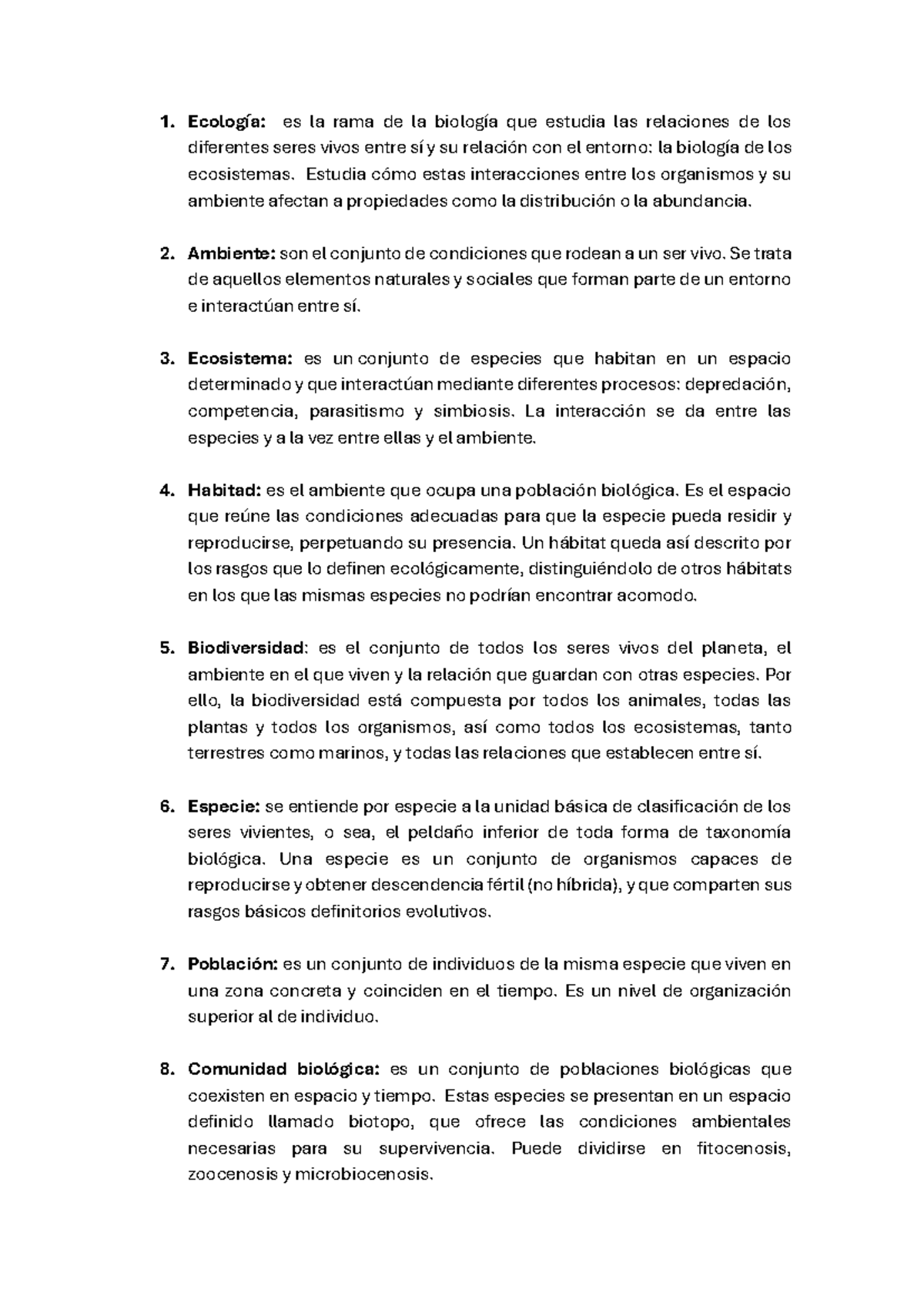 Vocabulario de ecologia general - Ecología: es la rama de la biología ...