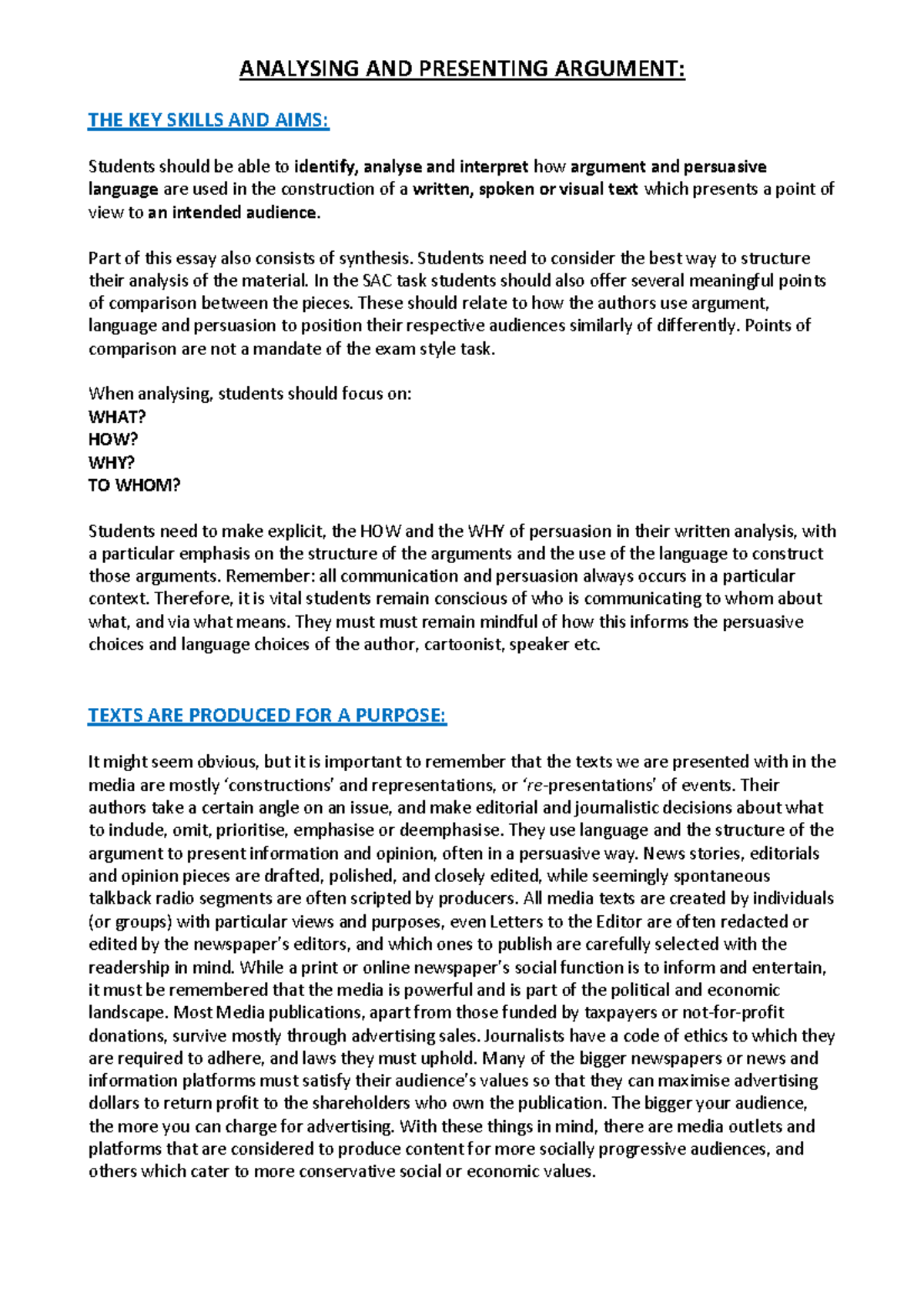 Uni Melb Argument and Language Analysis - ANALYSING AND PRESENTING ...