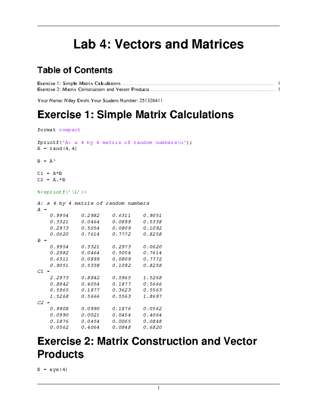 Lab04 - discussion on how long do you remember - Lab 4: Vectors and Matrices Table of Contents ...